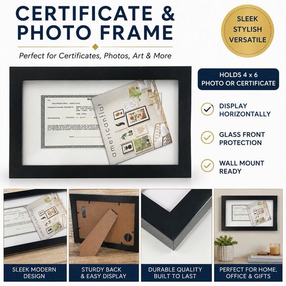 Unbranded | Accents | 4x9 Business License Frame Black For 4 X 9 ...